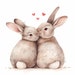 13 Cute Watercolor Couple Bunny Clipart Bundle, Rabbit With Heart ...