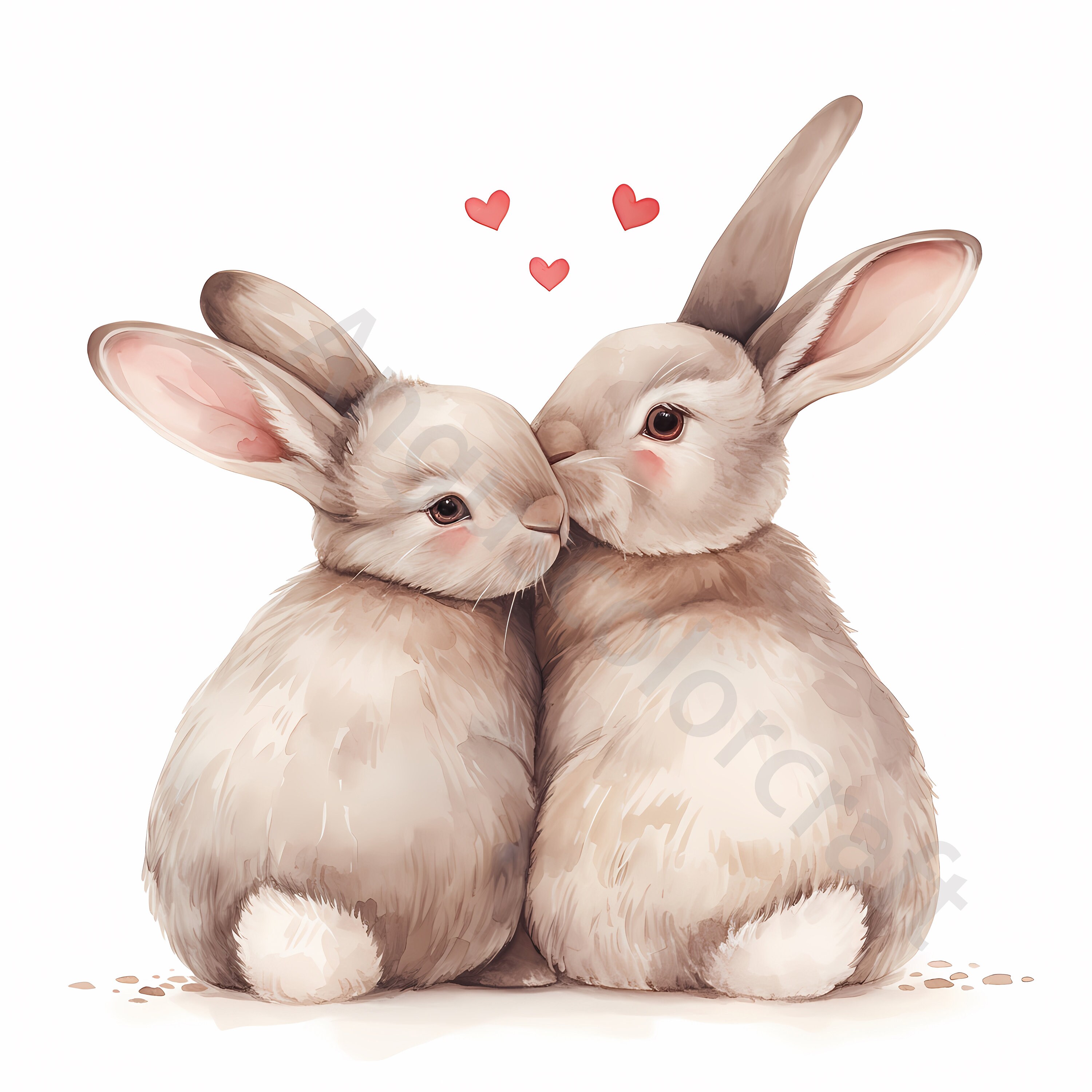 13 Cute Watercolor Couple Bunny Clipart Bundle, Rabbit With Heart ...