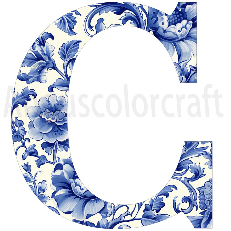 Traditional Chinese Blue and White Porcelain Alphabet Clipart 26 High ...