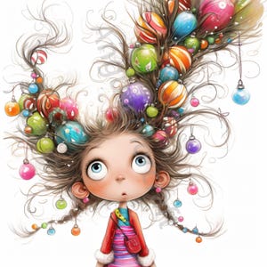 Quirky Christmas Girl Clip Art 13 High Res Watercolor Jpgs, Junk ...