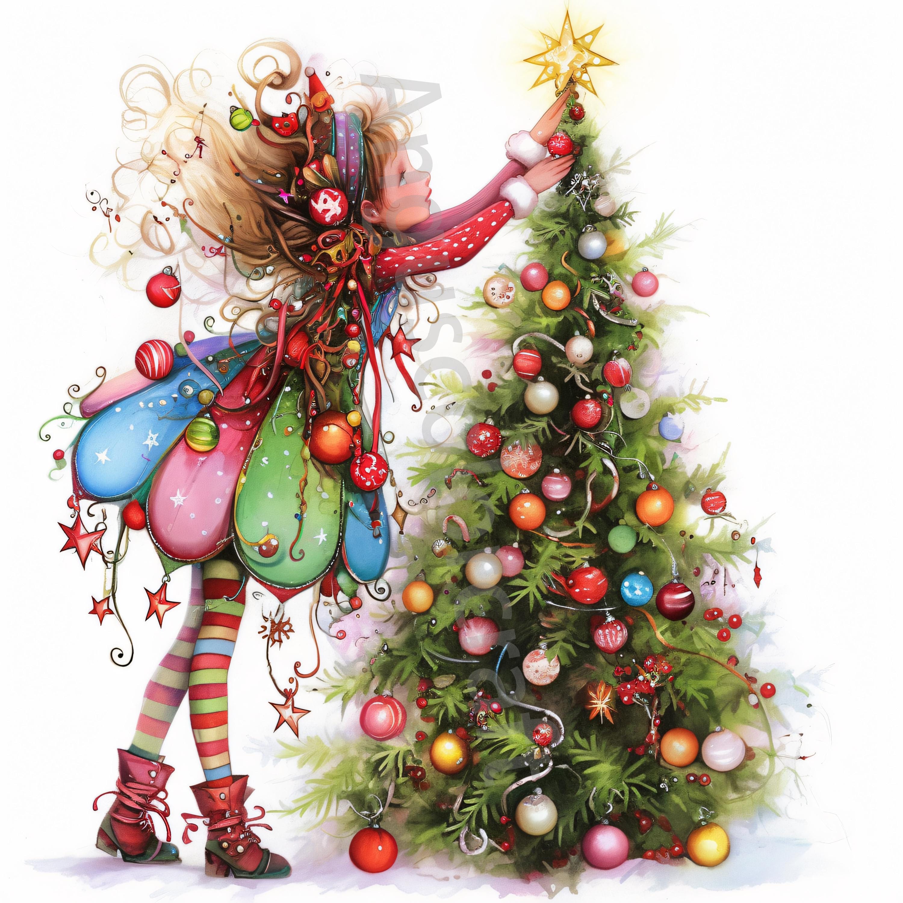 Quirky Tree Decorating Clip Art 12 Watercolor Christmas Jpgs, Junk ...