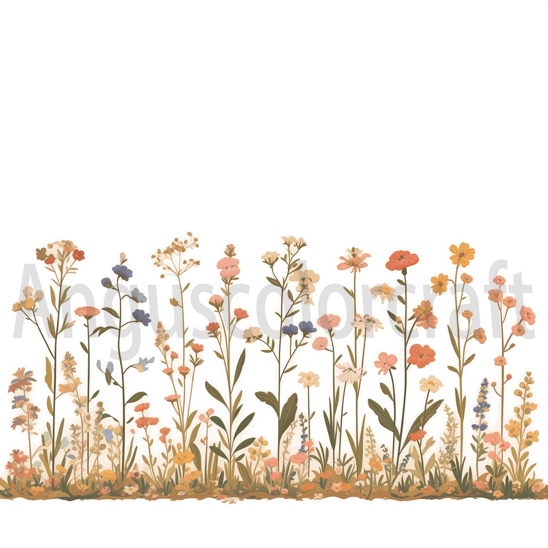 A Row of Flowers Clipart - 23 High Quality Jpgs, Commercial Use, Memory ...