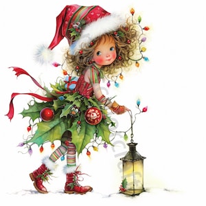 Christmas Girl Clip Art 12 High Res Watercolor Jpgs, Junk Journaling ...