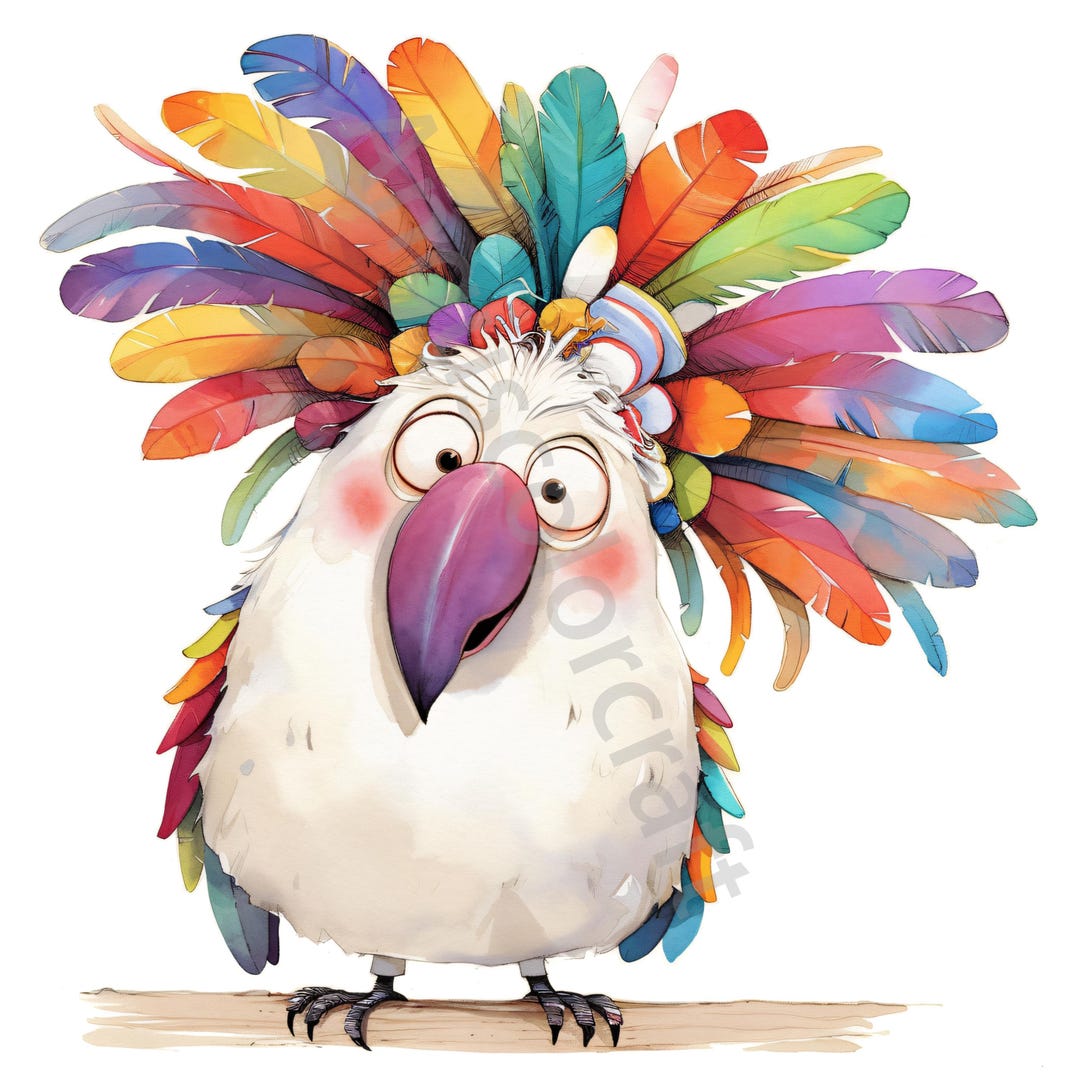 10 JPG Quirky Frazzled Bird Clip Art, Watercolor Clipart, Junk ...