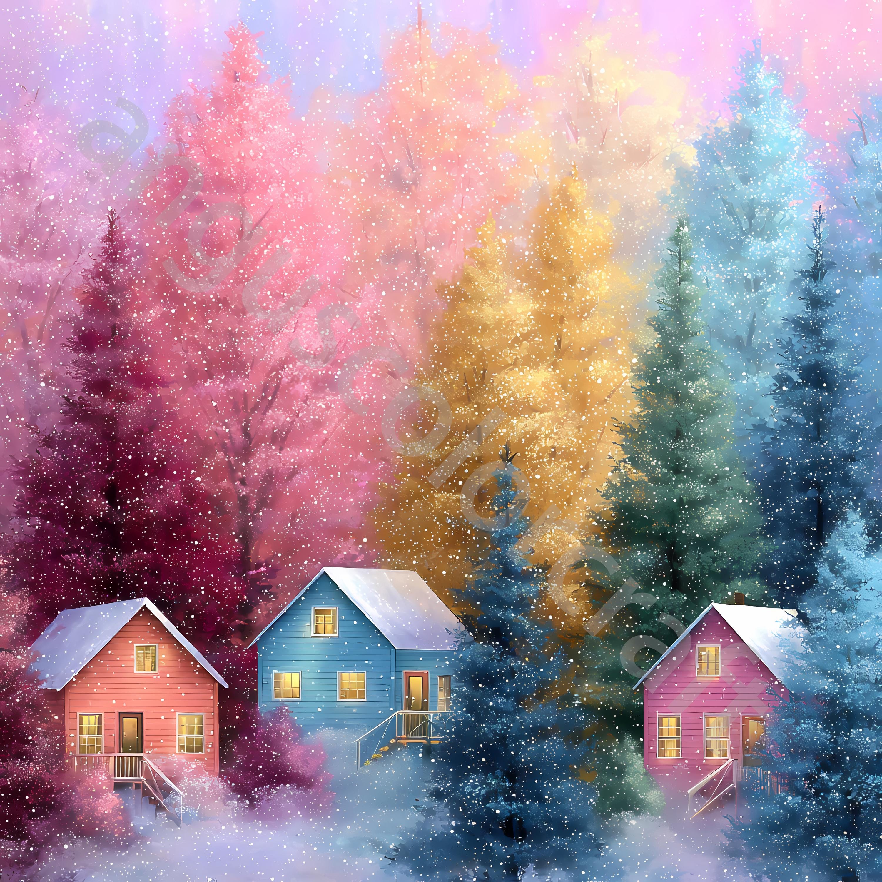 10 Winter Snowy Clip Art, Watercolor Clipart JPG, Junk Journaling ...