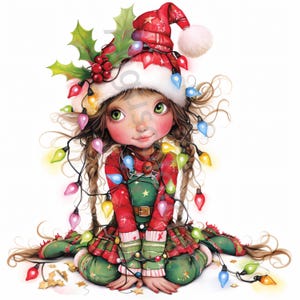 Christmas Girl Clip Art 12 High Res Watercolor Jpgs, Junk Journaling ...