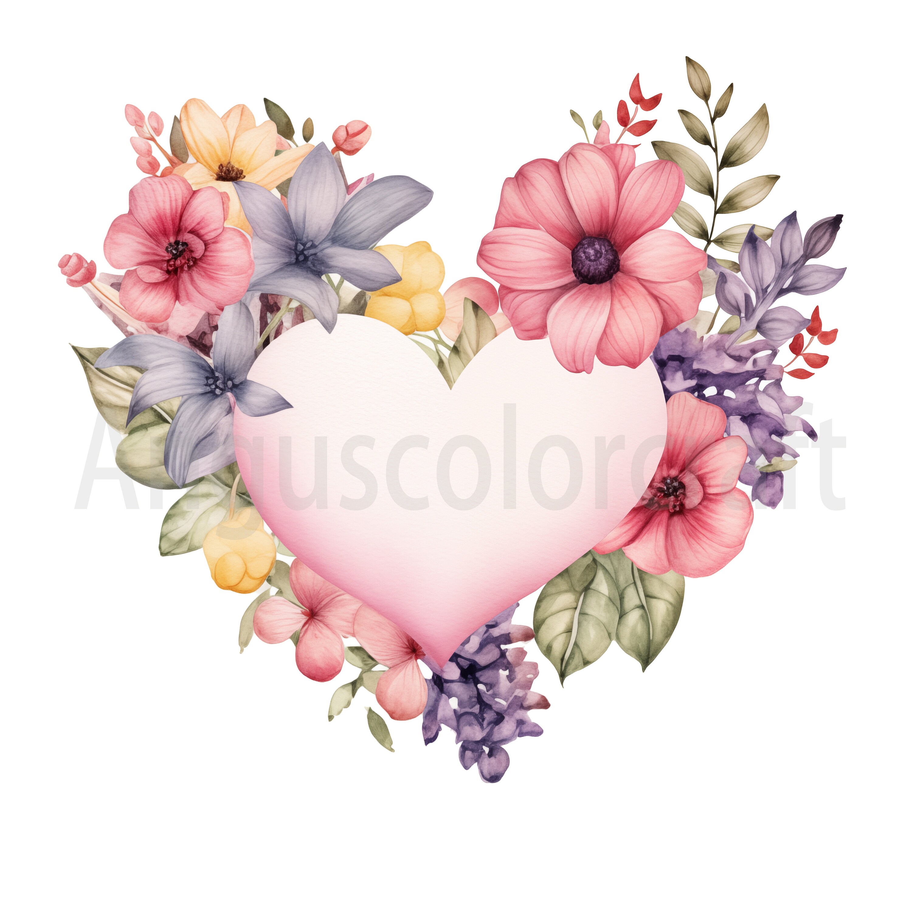 Hearts and Flowers Clipart, Valentine's Day Card, Love, 18 High Quality ...