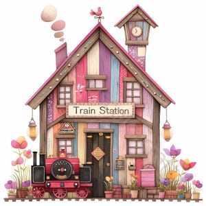 10 Train Station Clip Art, Watercolor JPG, Junk Journaling, Scrapbook ...