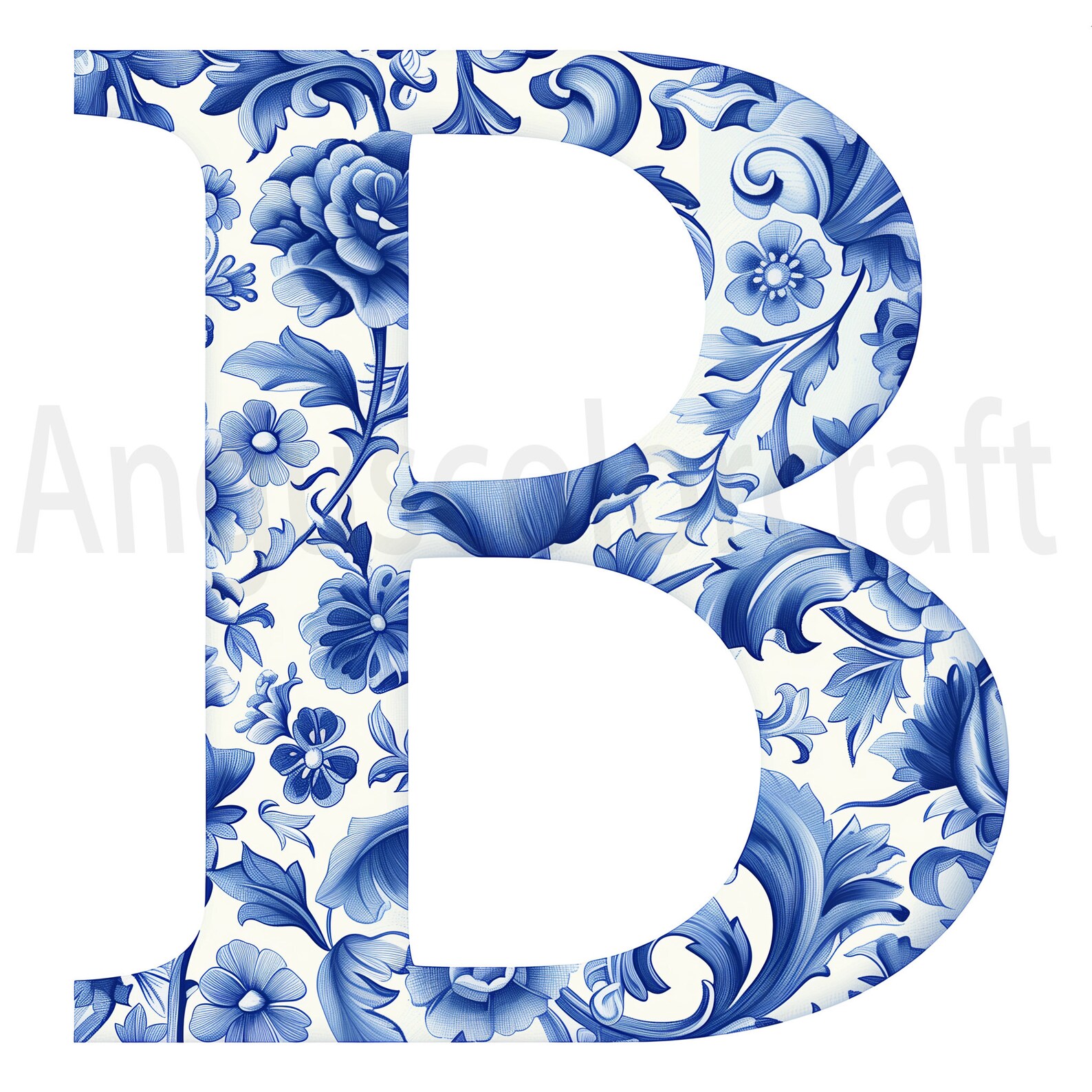 Traditional Chinese Blue and White Porcelain Alphabet Clipart 26 High ...
