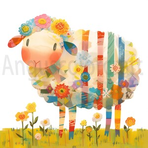 Collage-style Sheep Clipart Bundle - 20 High Quality Jpgs, Commercial ...