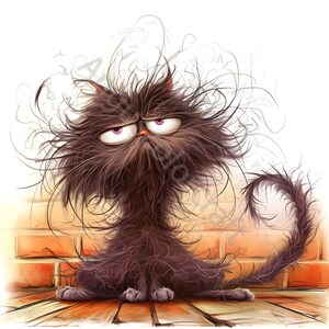 Frazzled Cat Clip Art 15 High Res Watercolor Jpgs for Junk Journaling ...