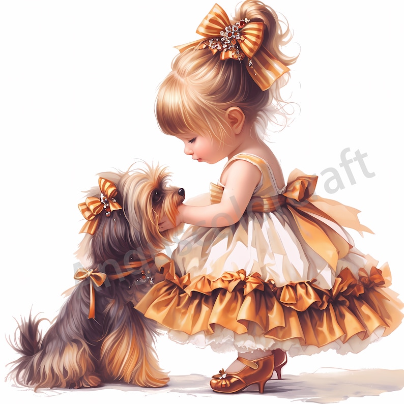 12 Best Friends Girl With Dog Clipart jpgs, Dog Lover, Cute Baby Girl ...