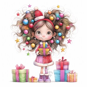 12 Quirky Christmas Surprise Clip Art, Watercolor Clipart JPG, Junk ...
