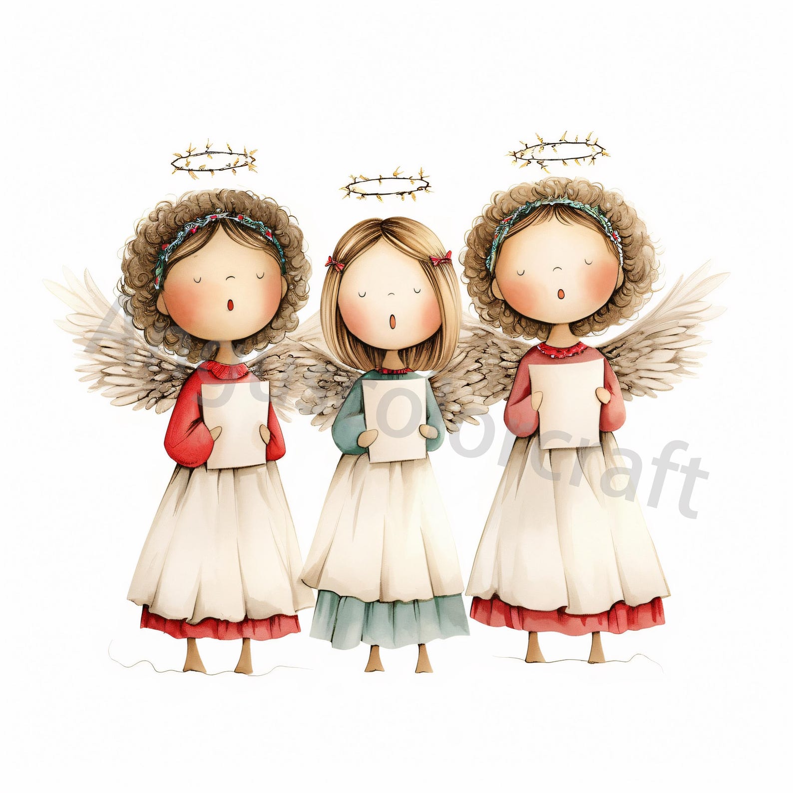 Little Angels Singing Christmas Carols Clipart Bundle, 10 High Res ...