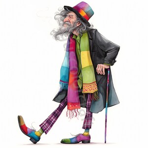 10 JPG Quirky Grandpa Clip Art, Watercolor Clip Art, Junk Journaling ...