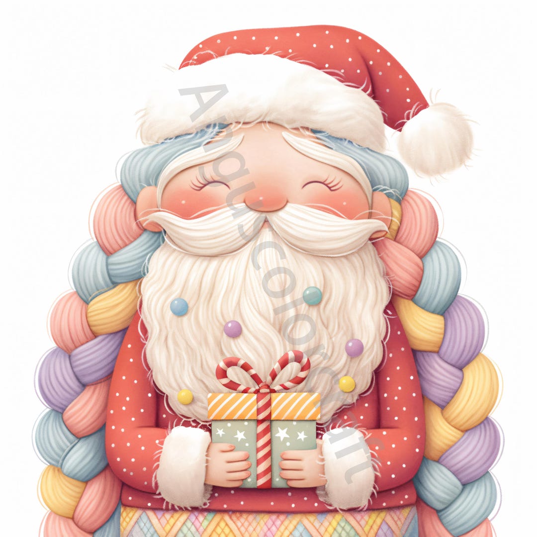 Whimsical Quirky Santa Clip Art 12 High Res Watercolor Jpgs for Junk ...