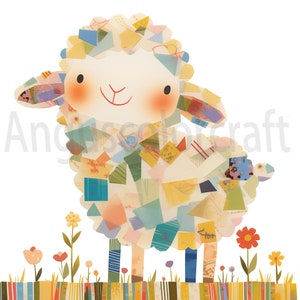 Collage-style Sheep Clipart Bundle - 20 High Quality Jpgs, Commercial ...