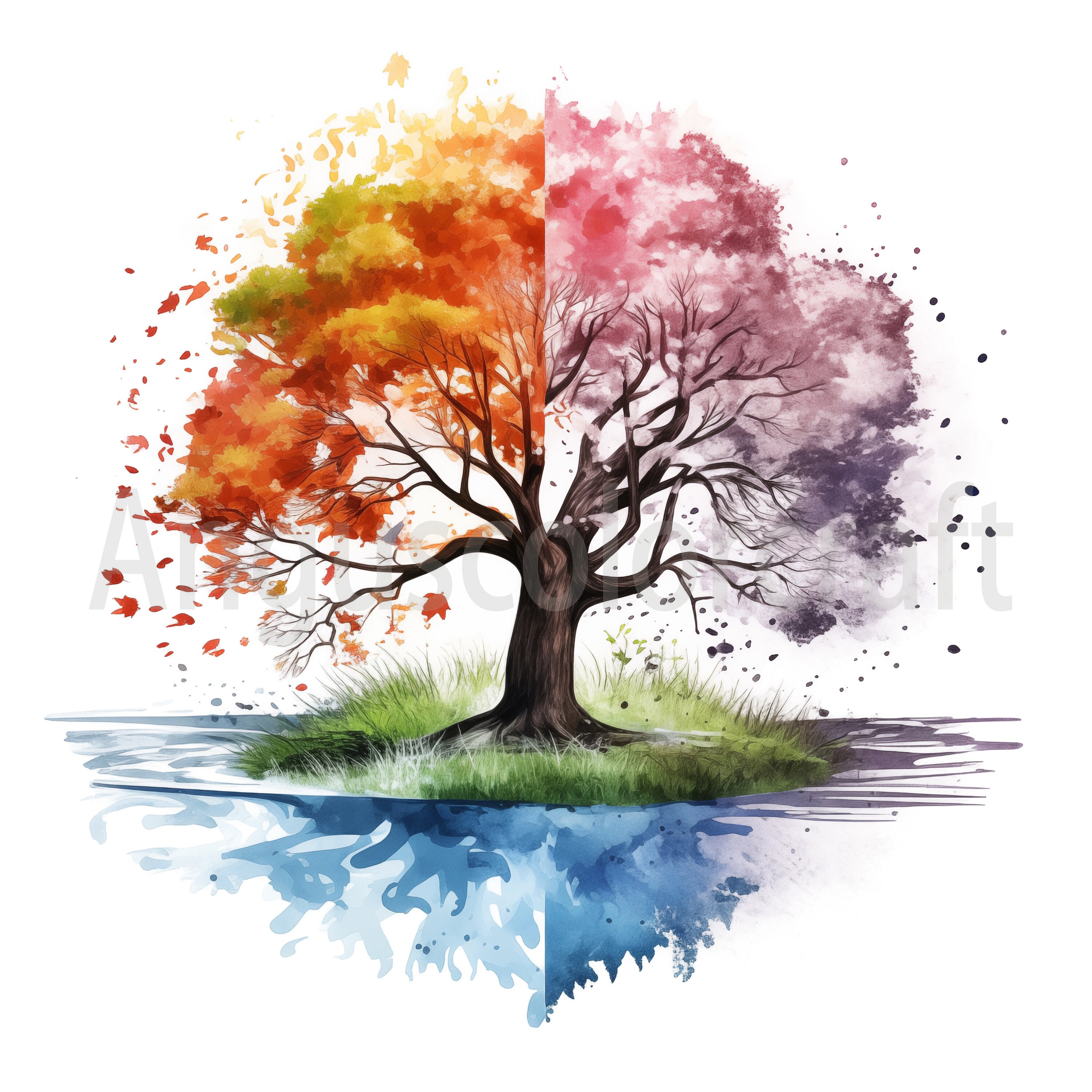 18 Quirky Trees Clipart, Commercial Use, Whimsical Ephemera, Watercolor ...