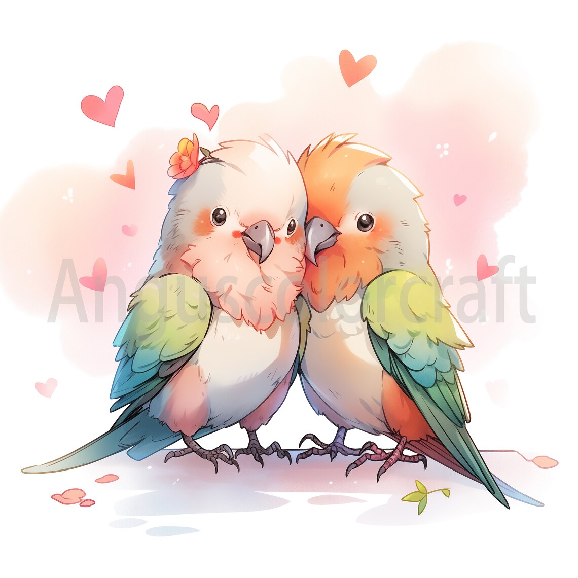 Two Love Birds Clipart, Parrot, Valentine's Day-18 High Quality Jpgs ...