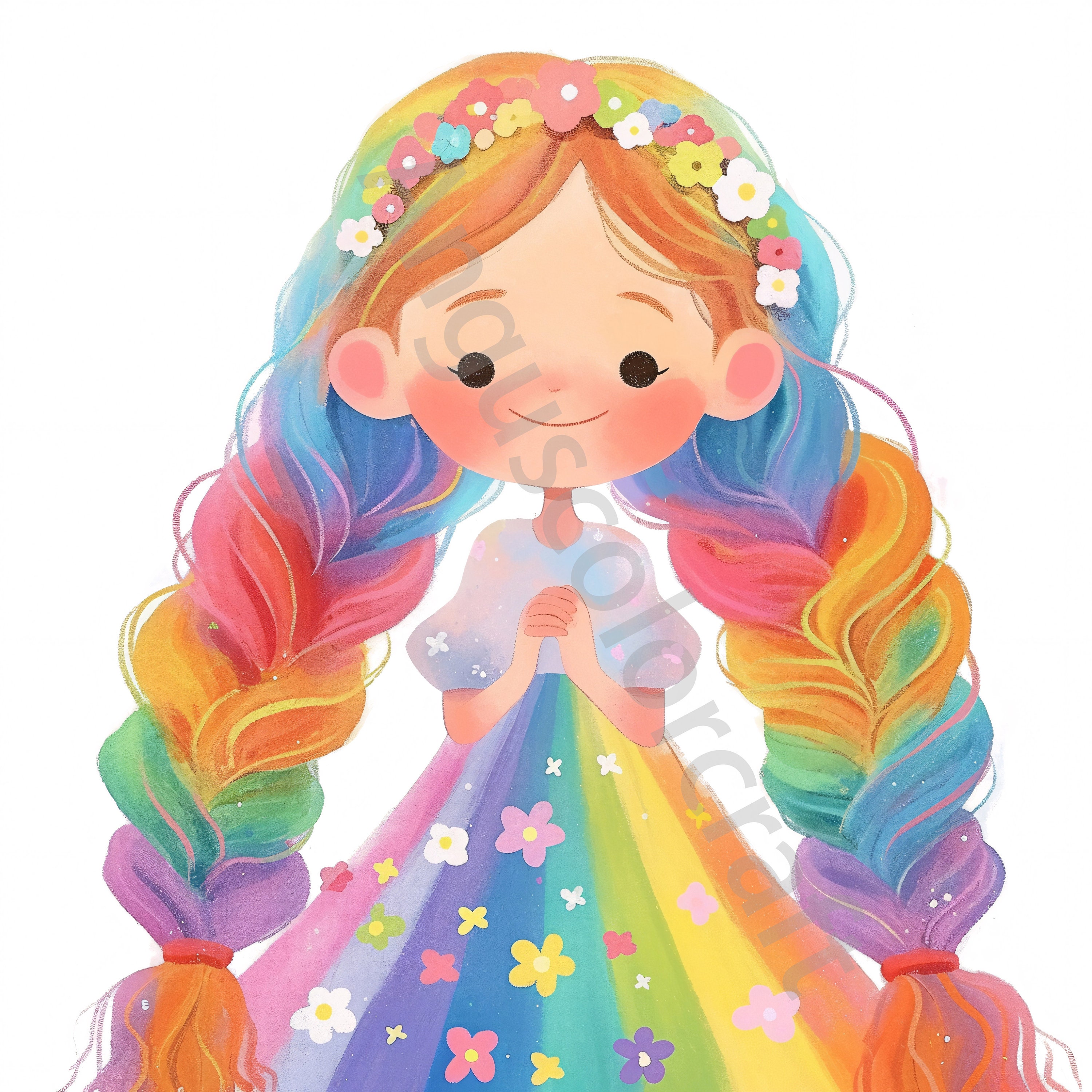 12 Jpgs Quirky Rainbow Princess Clipart, Commercial Use, Whimsical ...