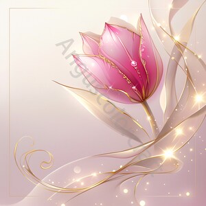 10 Whimsical Crystal Red Flower Clipart, Crystal Flower Clipart, High ...