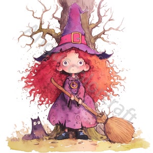 13 Jpgs Quirky Little Witch Clipart, Commercial Use, Whimsical Ephemera ...