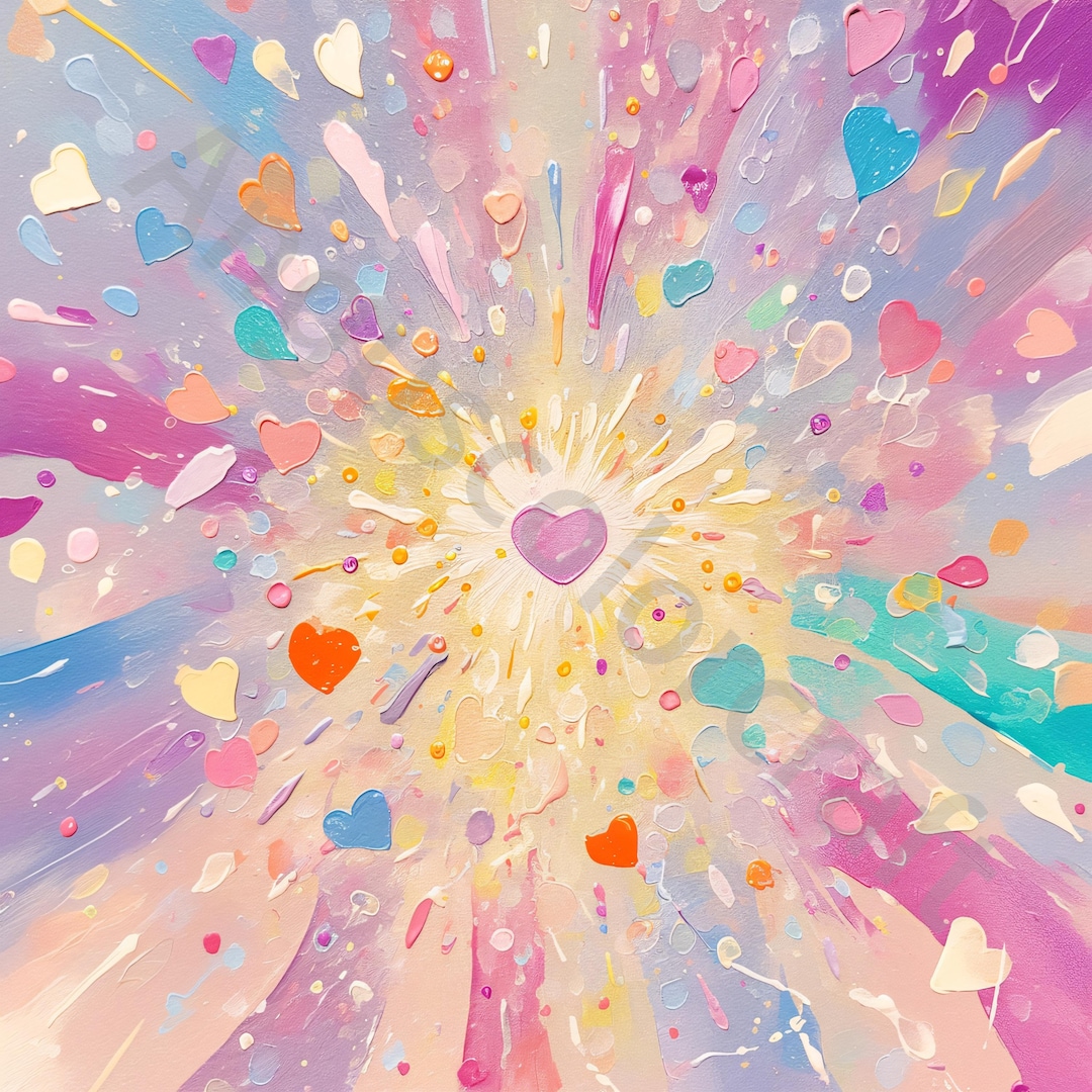 10 Quirky Heart Fireworks Clip Art, Watercolor Clipart JPG, Junk ...