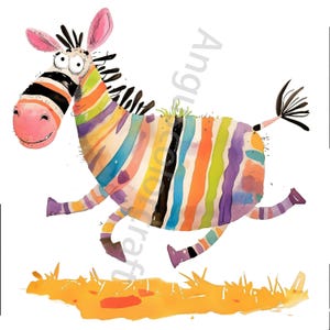 10 Quirky Funny Zebra Clip Art, Watercolor Clipart JPG, Junk Journaling ...