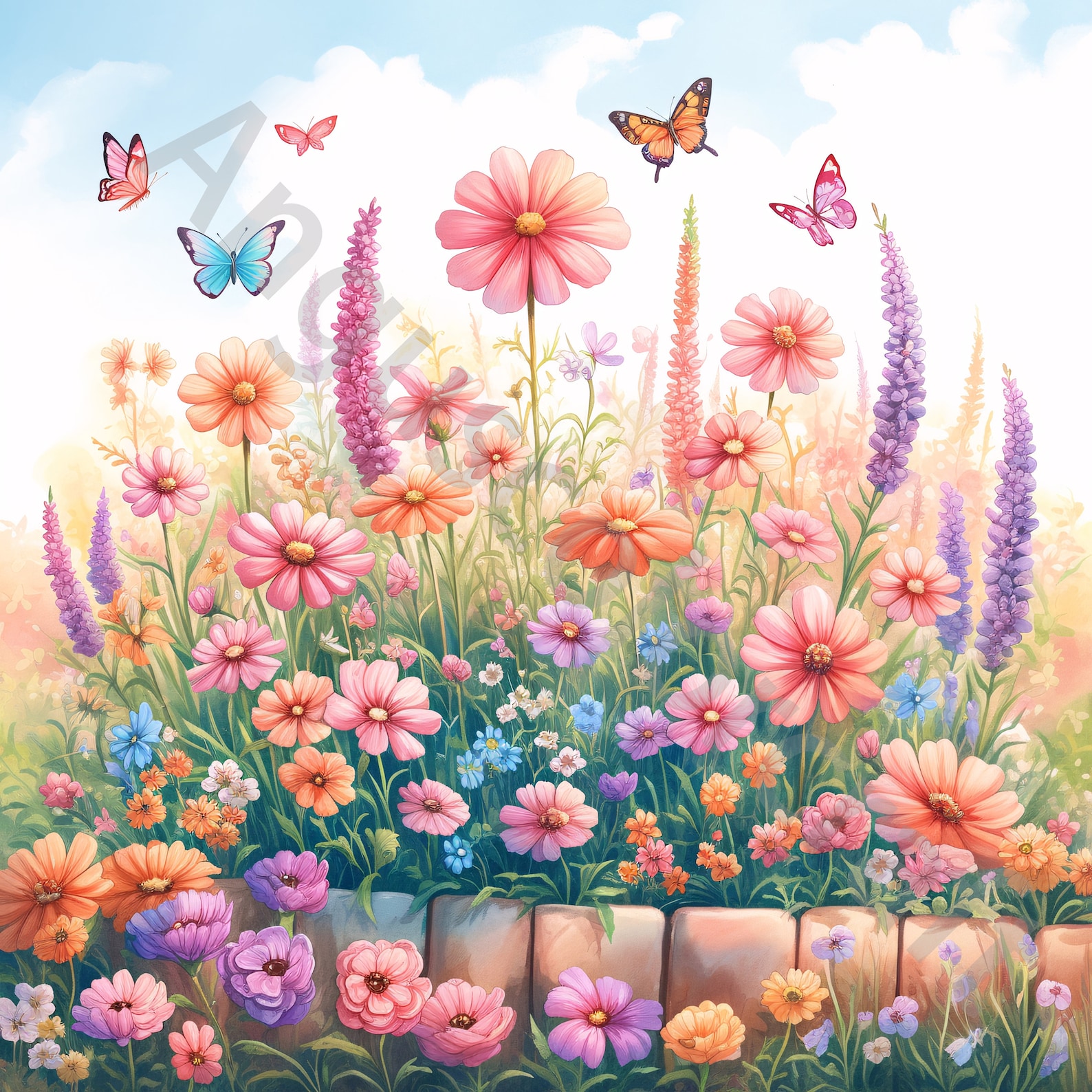 Butterfly Garden Clip Art Bundle 10 High Res Watercolor Clipart Jpgs ...