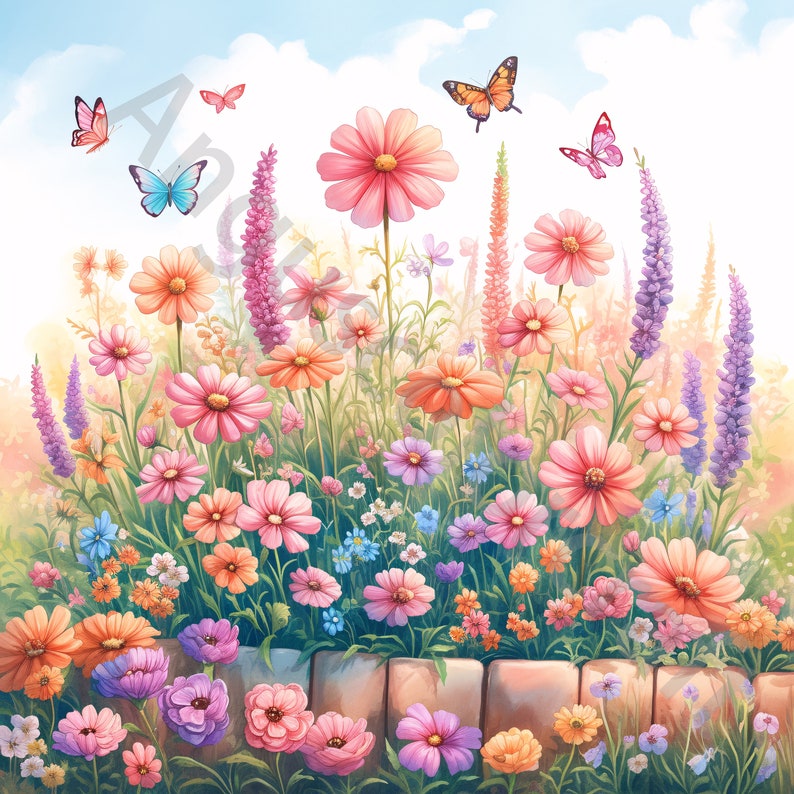 Butterfly Garden Clip Art Bundle 10 High Res Watercolor Clipart Jpgs ...
