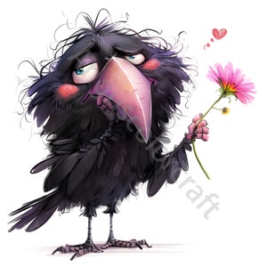 14 Crazy Raven Clip Art, Funny Bird Clipart, High Quality Jpgs, Digital ...