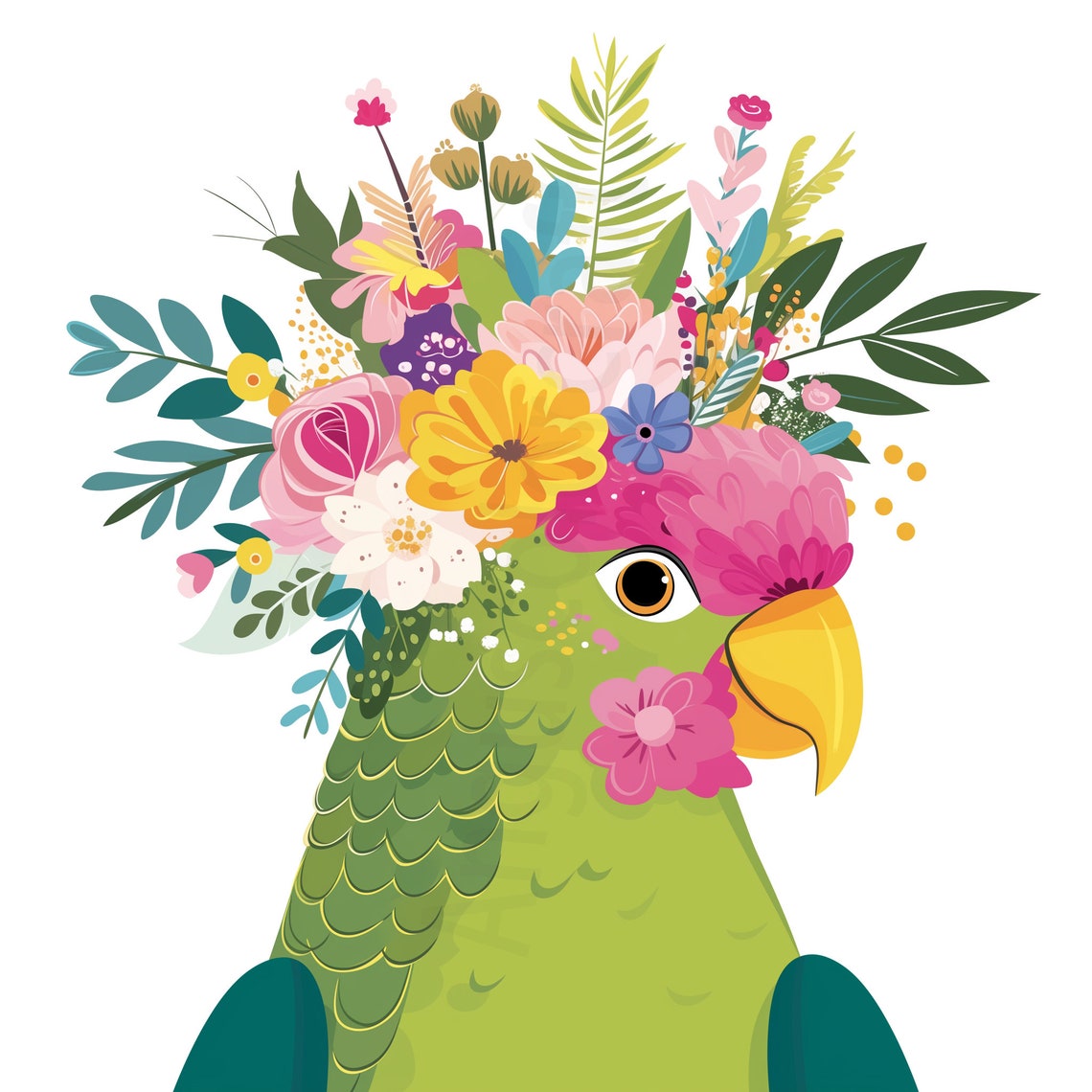 Cute Parrot Clip Art Bundle, 20 High Res Jpgs, Digital Download, Cute ...
