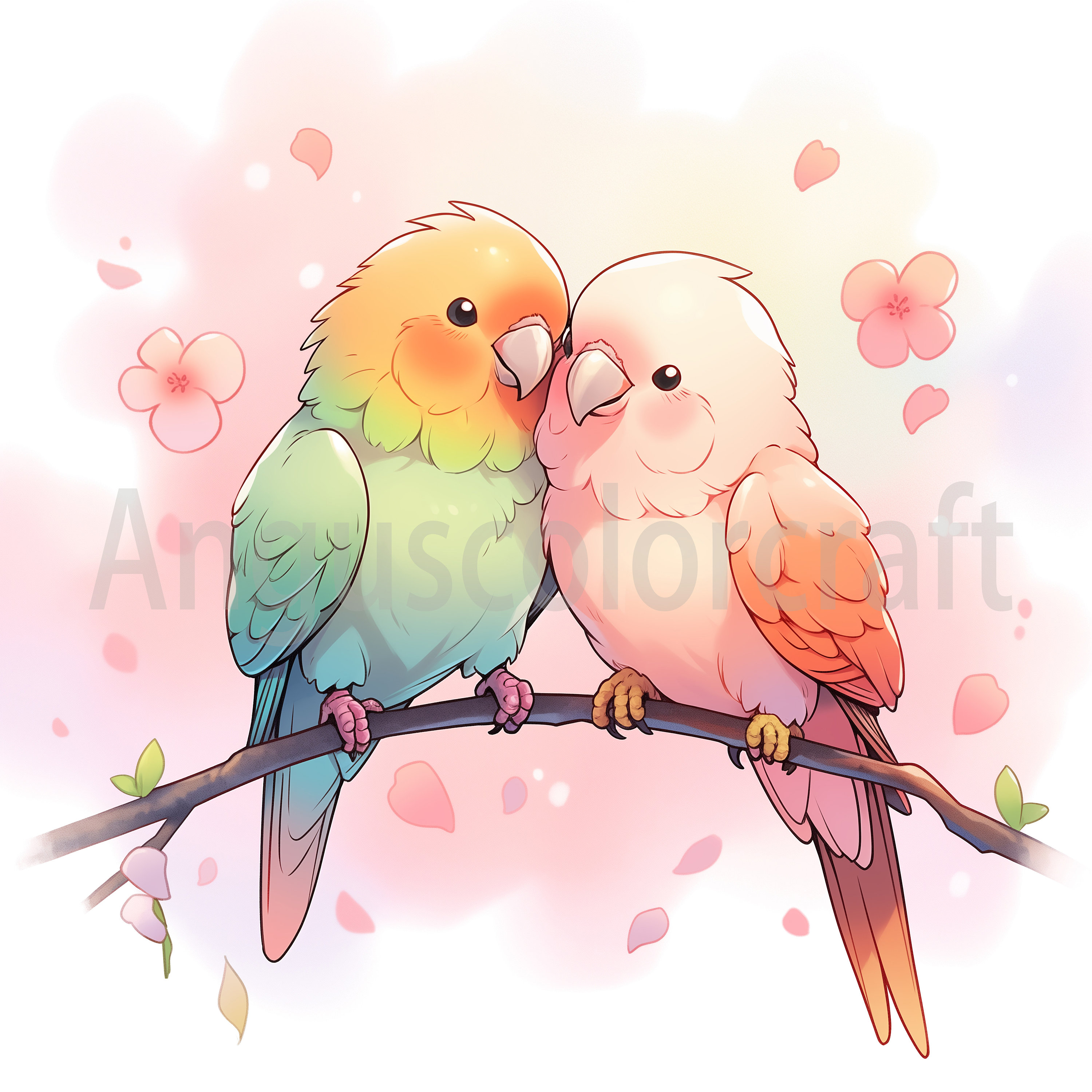 Two Love Birds Clipart, Parrot, Valentine's Day-18 High Quality Jpgs ...