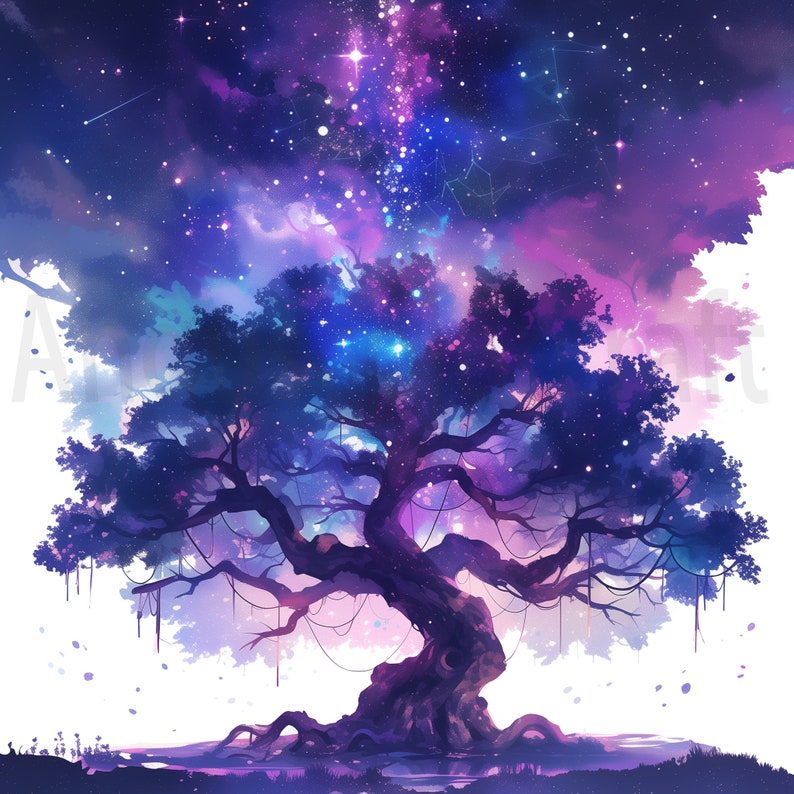 Galaxy Tree Clipart, Starry Sky Tree, Mystical Tree Clipart Bundle, 20 ...