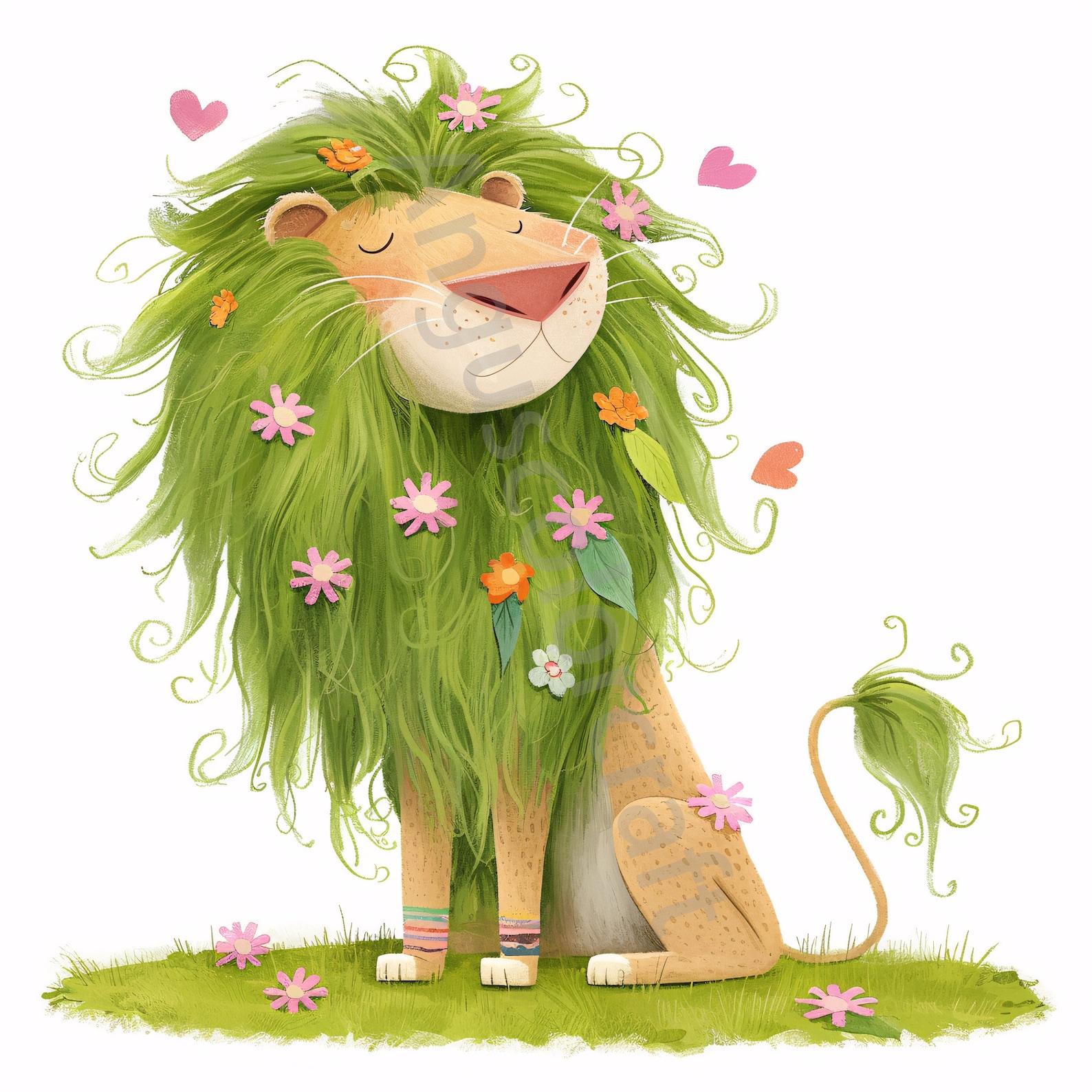 13 Quirky Lion Clipart, Commercial Use, Whimsical Ephemera, Watercolor ...