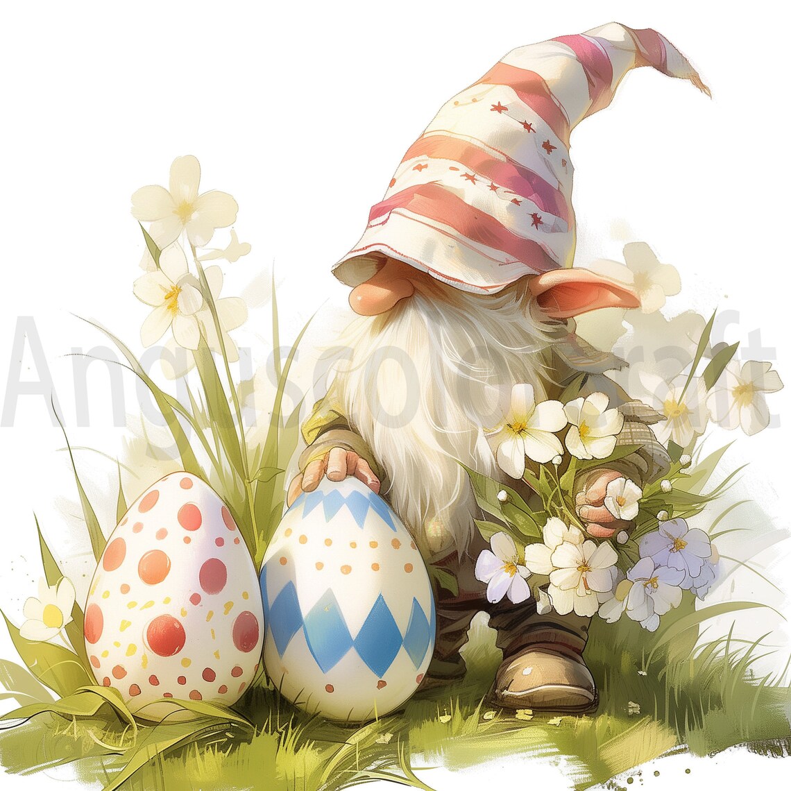 Watercolor Easter Gnome Clipart 20high Quality Jpgs, Scrapbook Paper ...