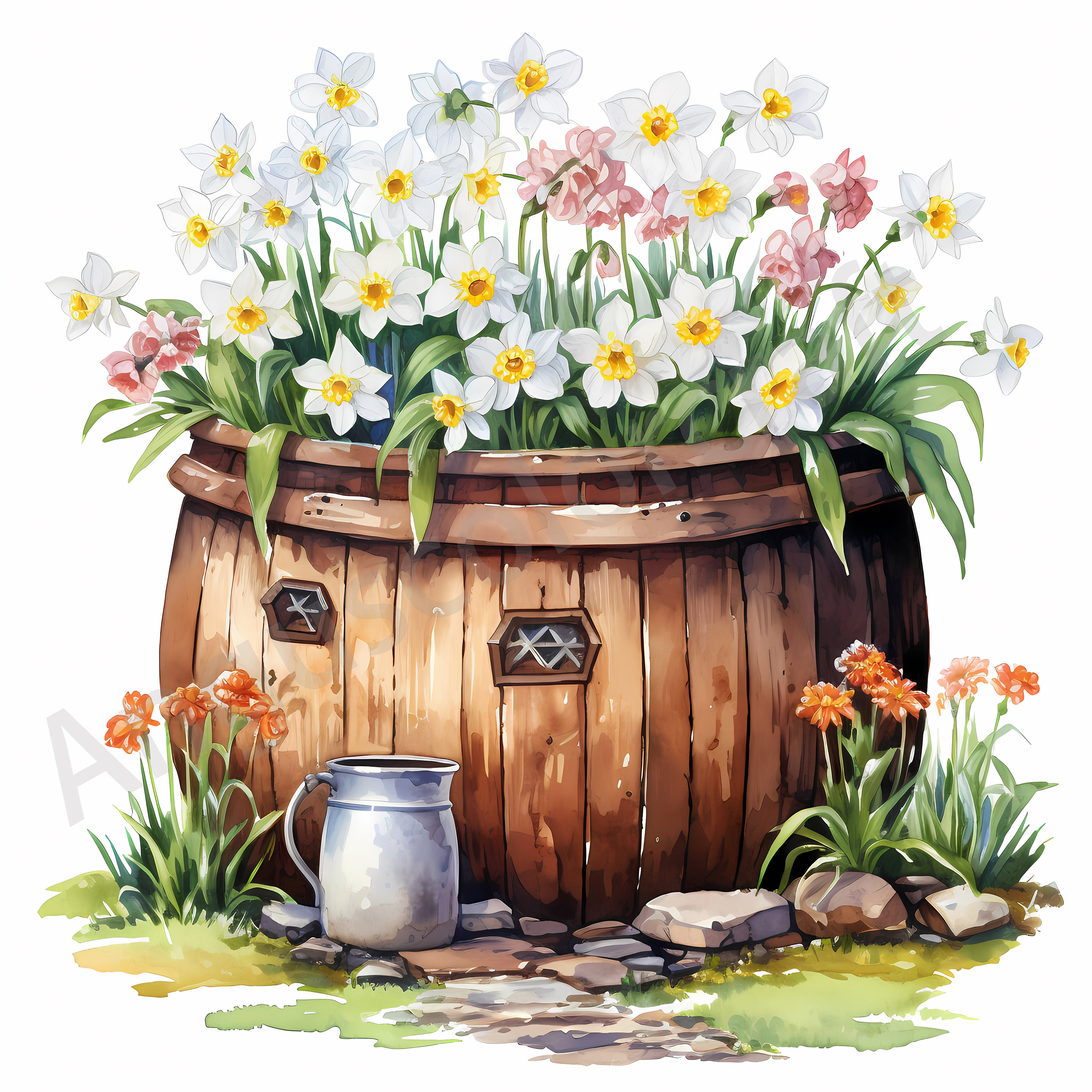 15 Daffodil Watercolor Clipart Bundle, Watercolor Floral Clipart ...