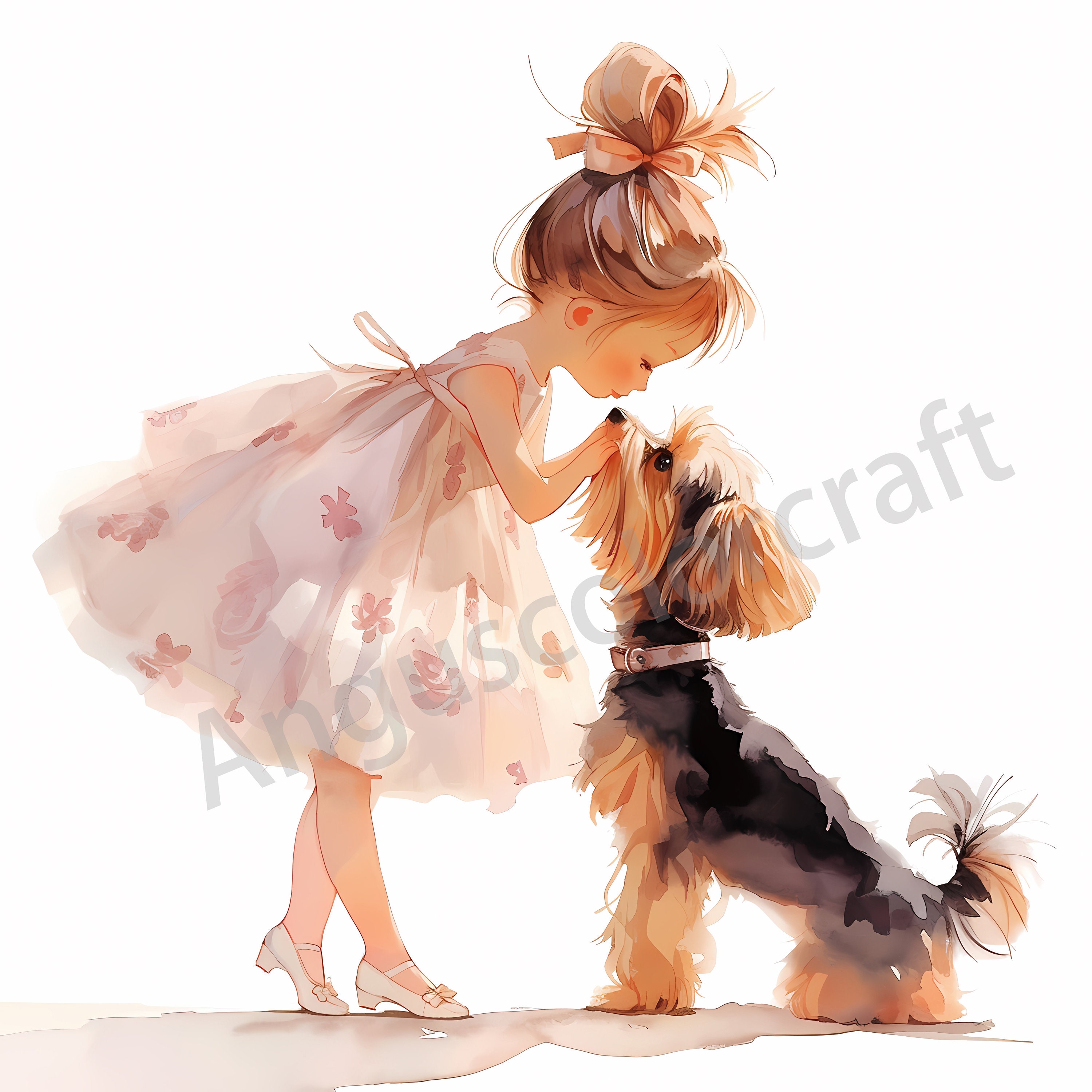 12 Best Friends Girl With Dog Clipart jpgs, Dog Lover, Cute Baby Girl ...