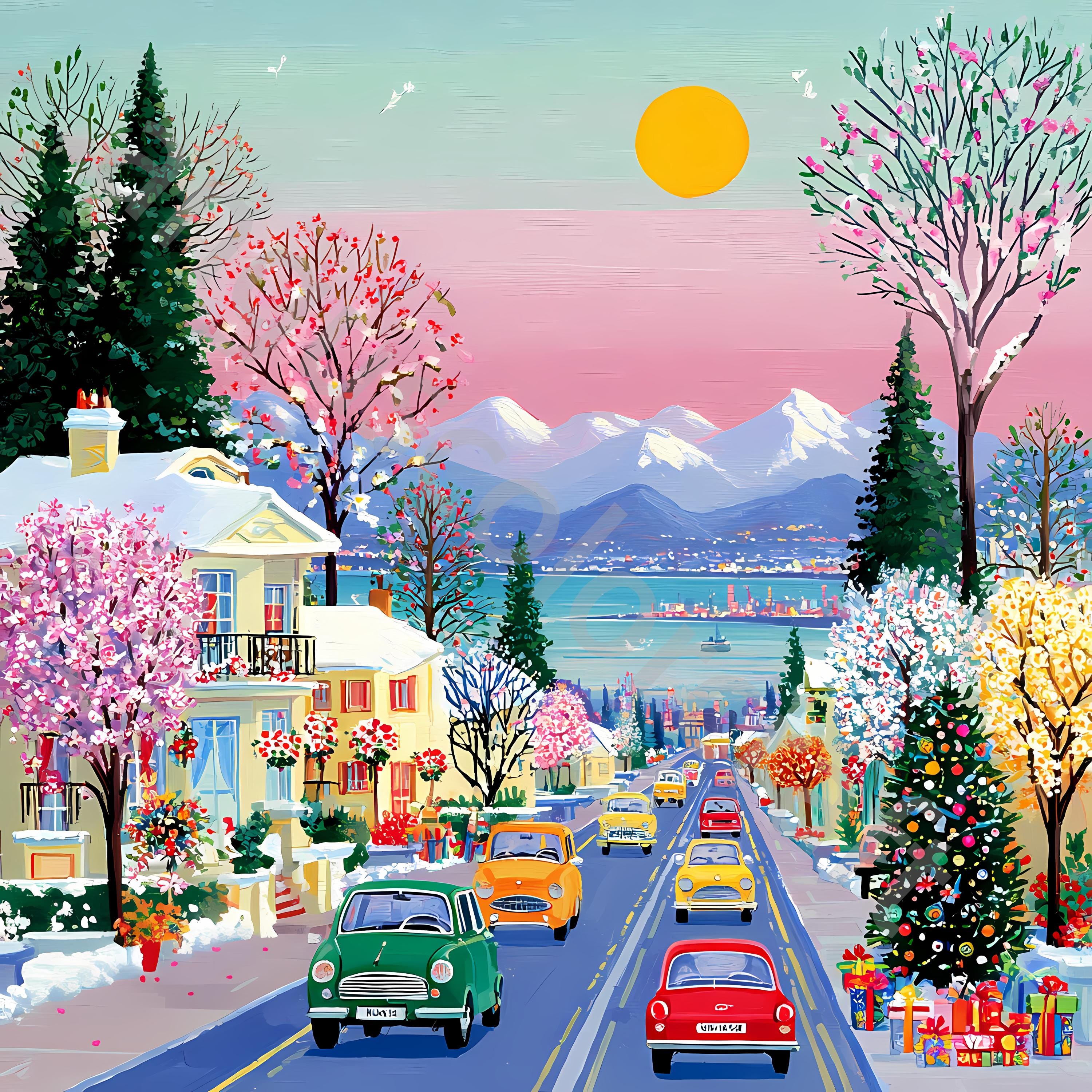 10 Winter Town Clip Art, Watercolor Clipart JPG, Junk Journaling ...