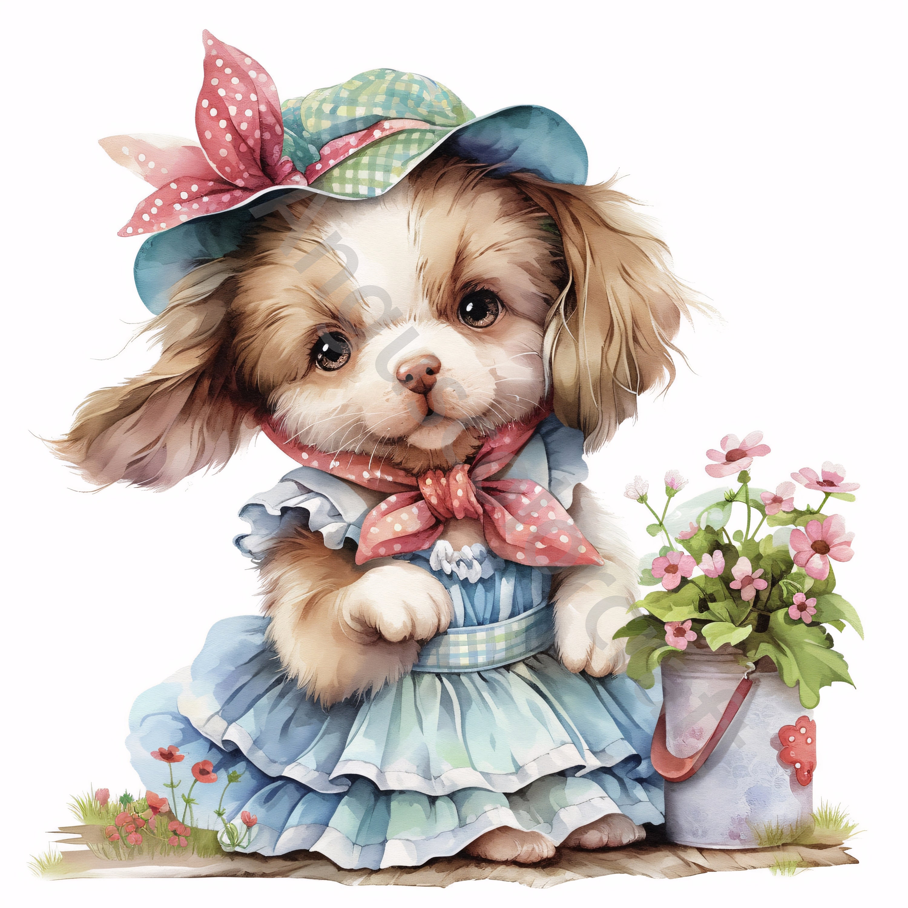 15 Cute Whimsical Lady Dog Clipart, Lady Puppy Clipart, High Res Jpgs ...