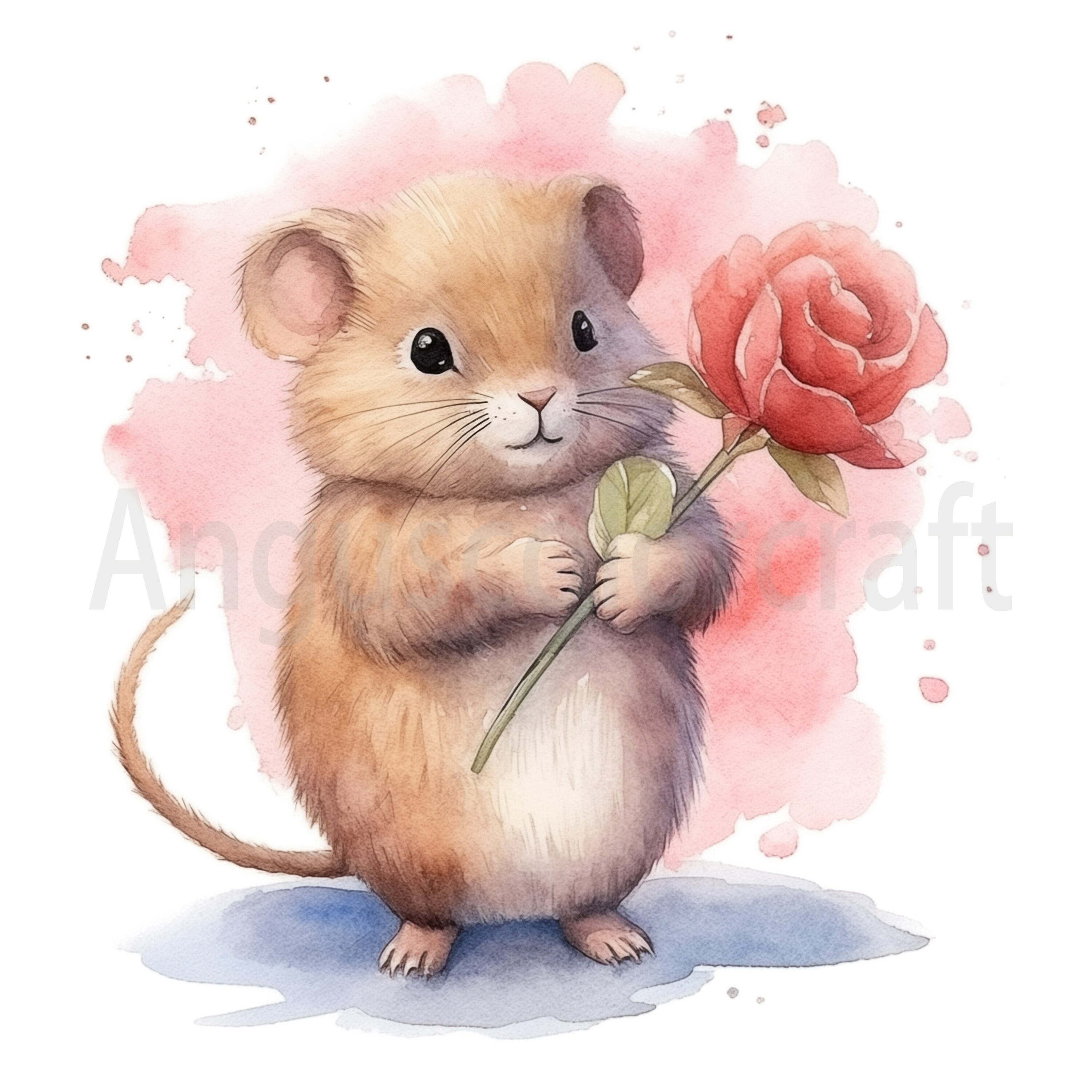 Valentine Vole, Cute Mouse Clipart, Kids 'book Illustration-18 High ...