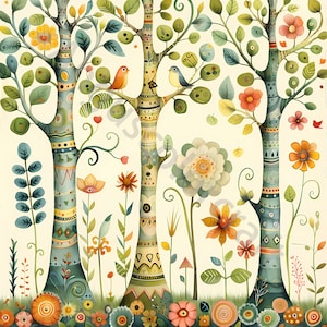 Whimsical Trees Clip Art Bundle 13 High Res Watercolor Jpgs for Junk ...