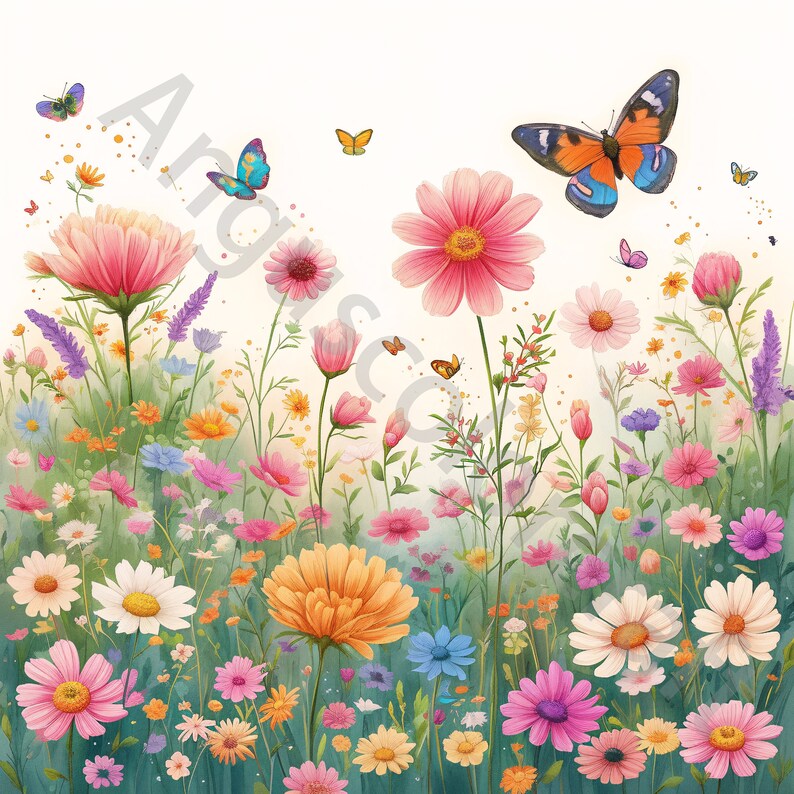 Butterfly Garden Clip Art Bundle 10 High Res Watercolor Clipart Jpgs ...