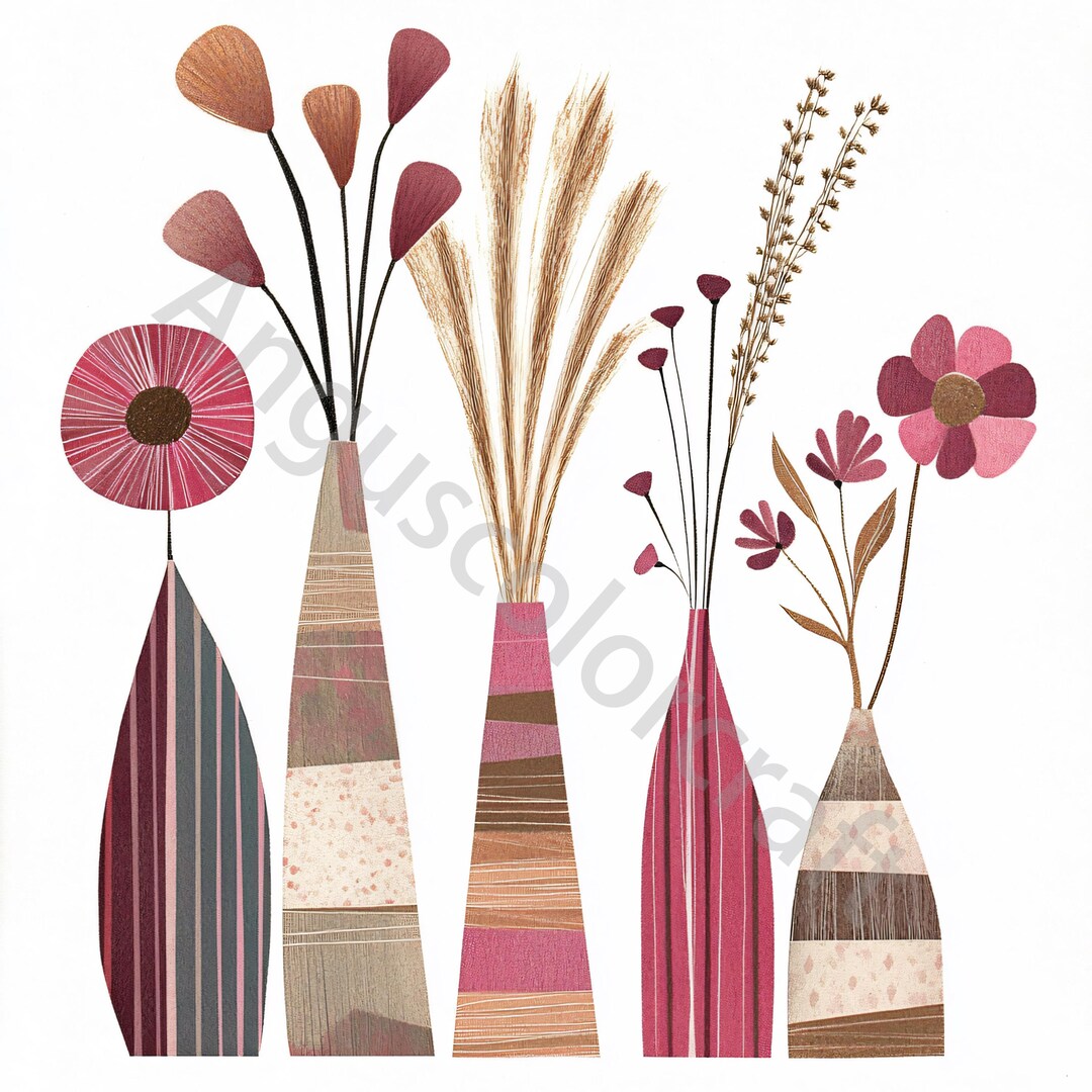 13 JPG Vase of Flowers Clipart, Row of Flowers, Digital Download ...