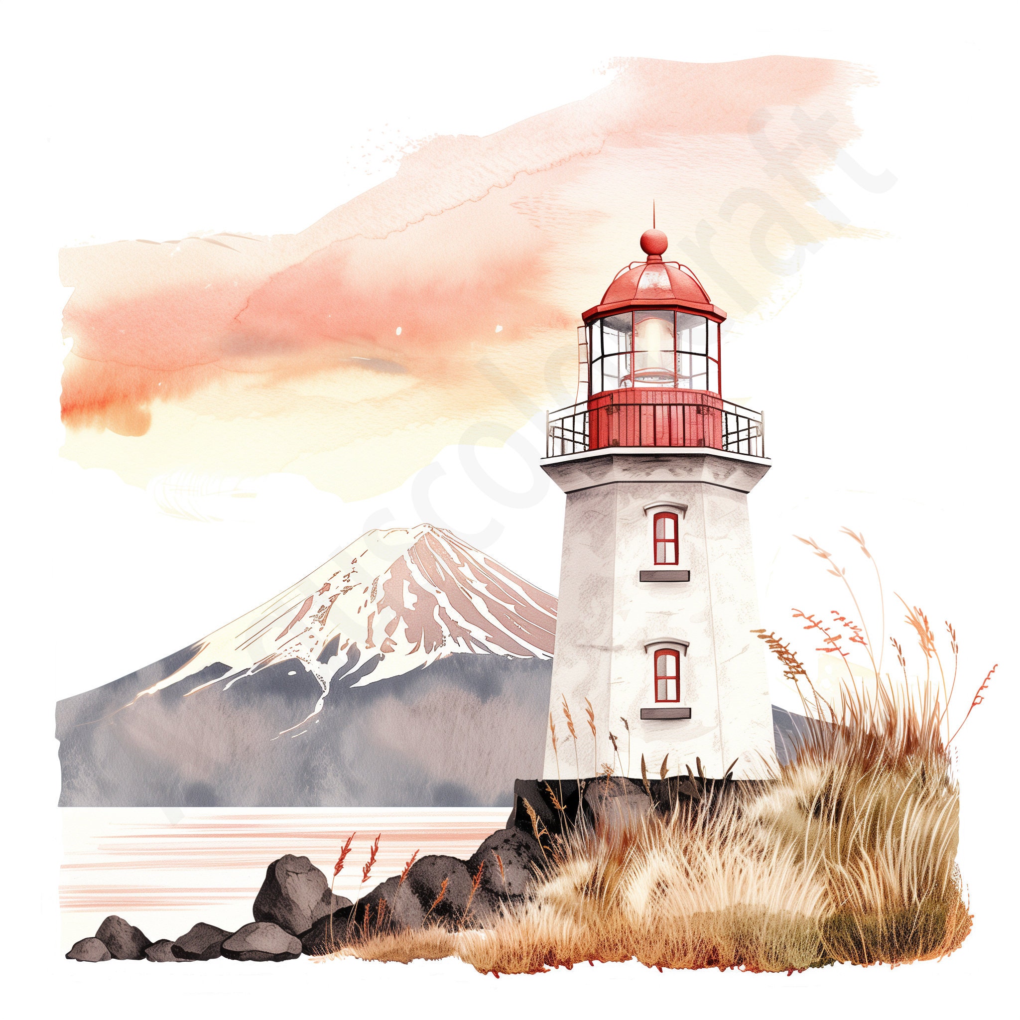 Watercolor Lighthouse Clipart, 18 High Quality Lighthouse Jpgs, for ...