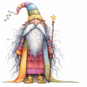 Quirky Wizard Clipart 12 High Res Watercolor Jpgs, Junk Journaling ...