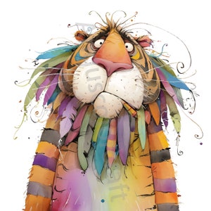 14 Cute Whimsical Tiger Clipart, Funny Tiger Clipart, High Quality JPG ...