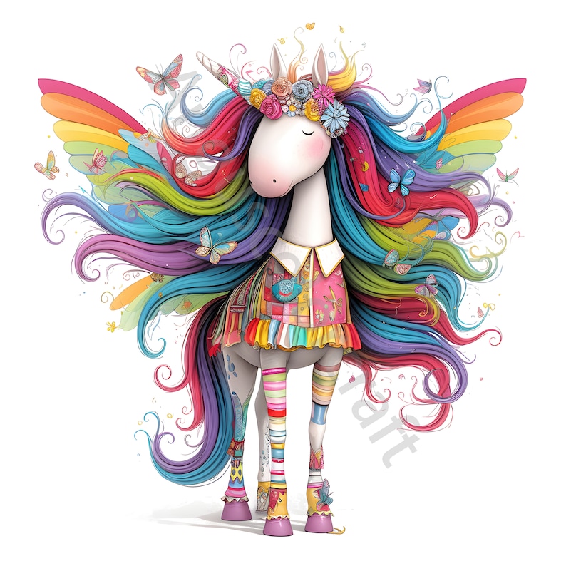 13 Quirky Unicorn Clipart, Commercial Use, Whimsical Ephemera ...