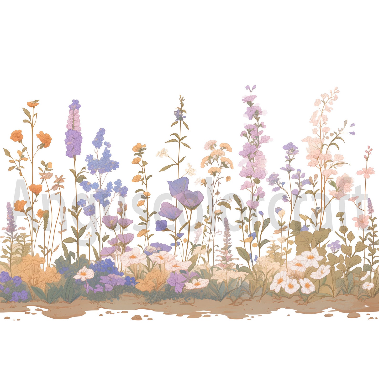 A Row of Flowers Clipart - 23 High Quality Jpgs, Commercial Use, Memory ...