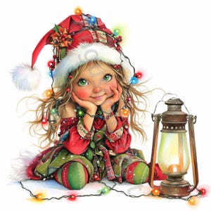 Christmas Girl Clip Art 12 High Res Watercolor Jpgs, Junk Journaling ...
